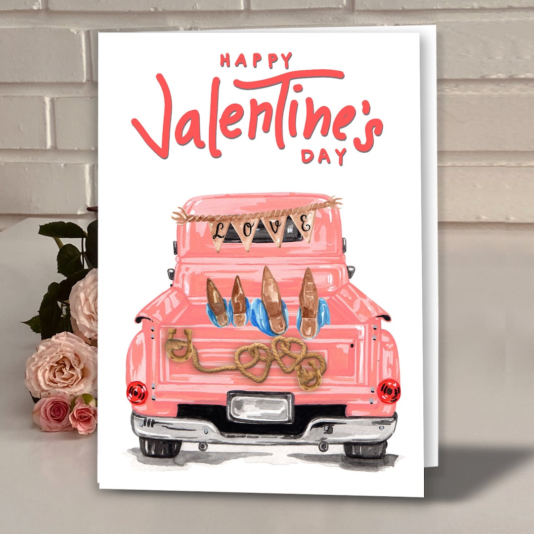Cowboy Love Truck Valentine's Day Card (digital Download) - Etsy