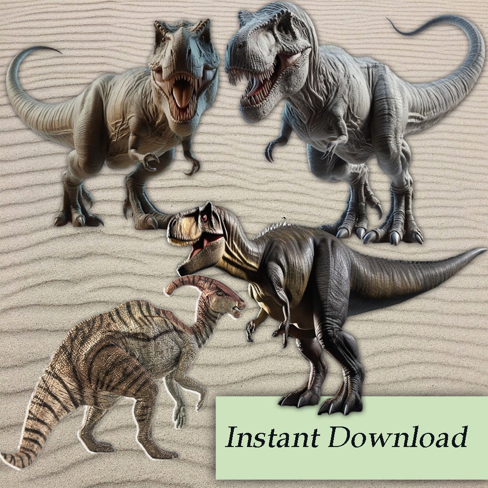48 300 Dpi Dinosaur 3D Clip Art Files (set A) 16 Designs of Realistic ...