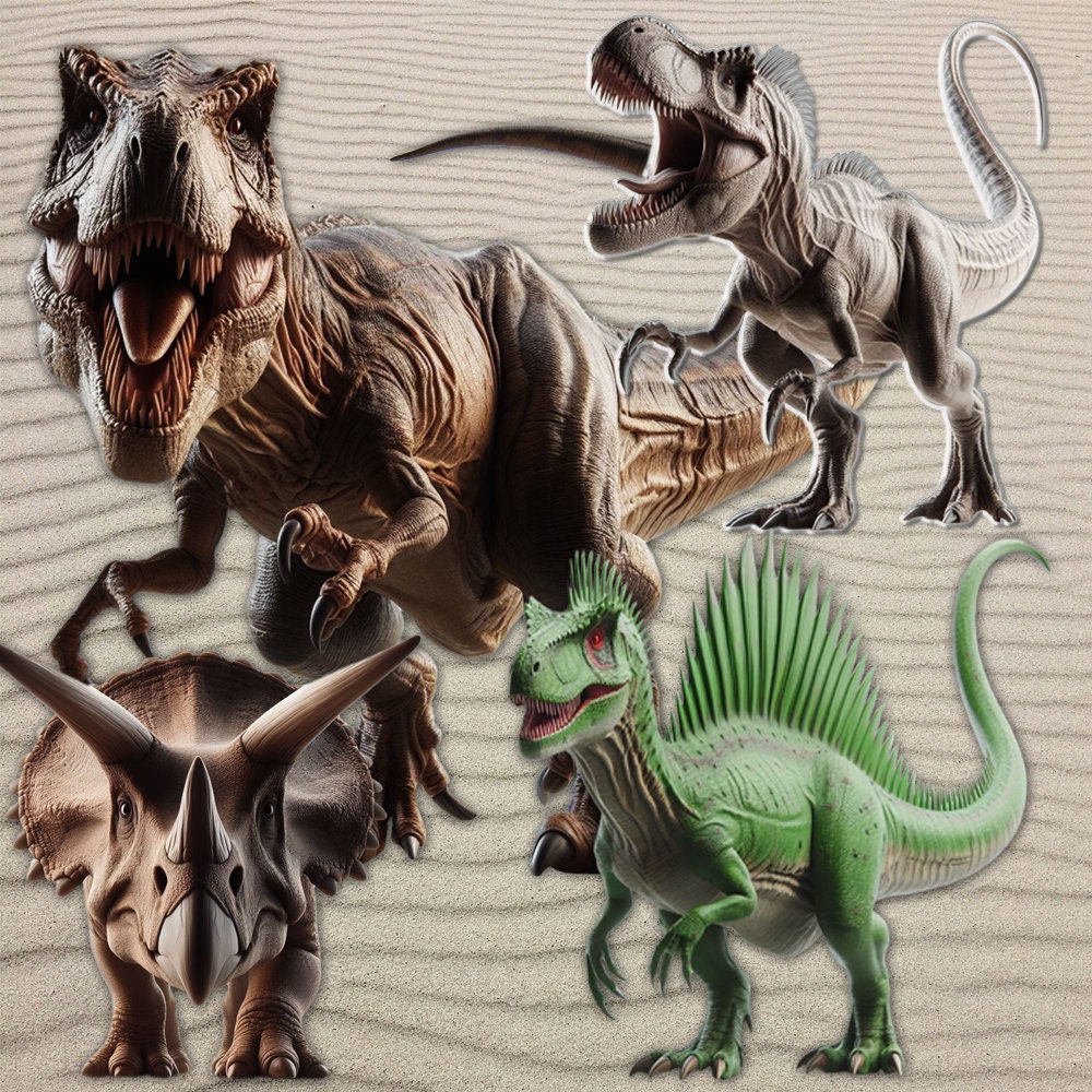 48 300 Dpi Dinosaur 3D Clip Art Files (set A) 16 Designs of Realistic ...