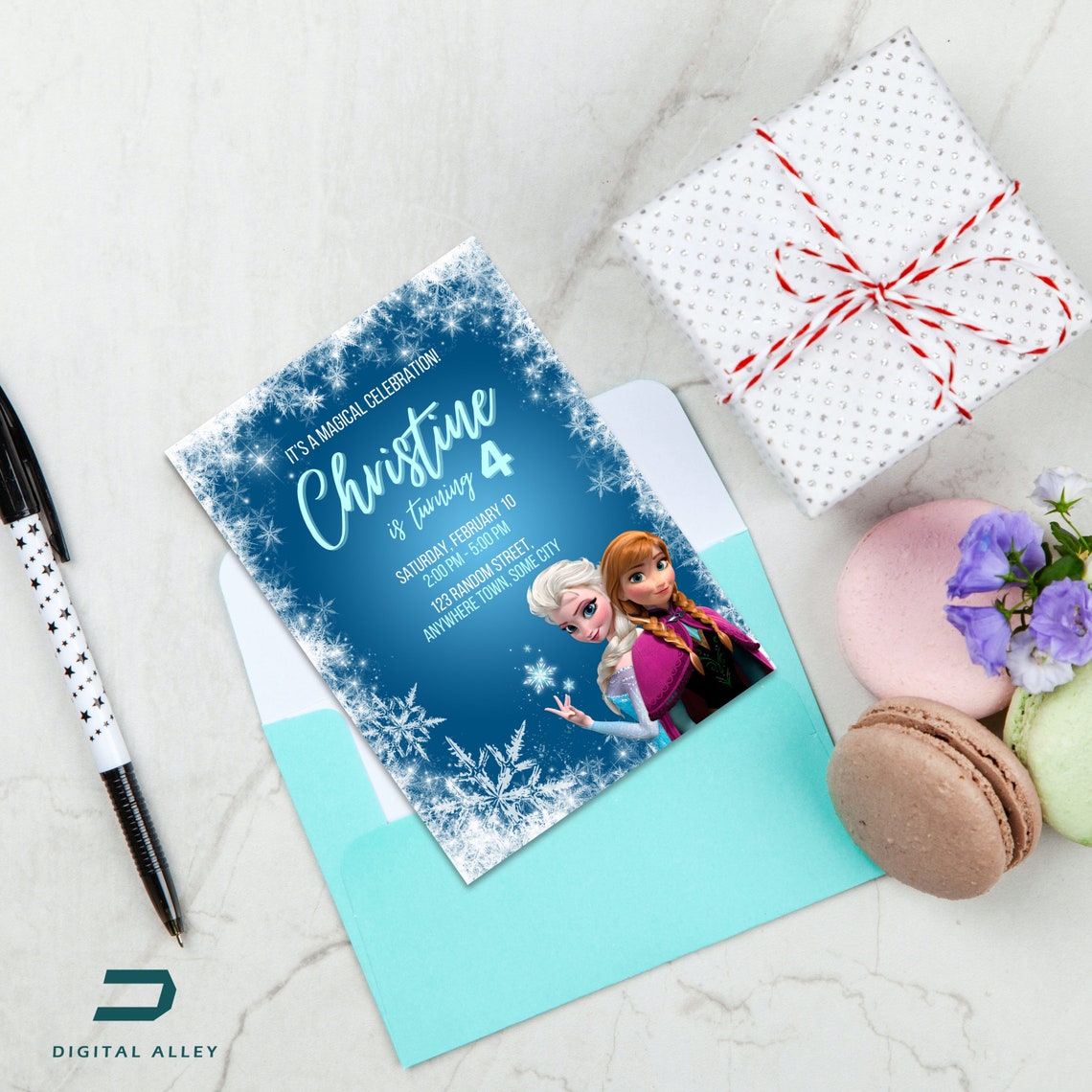 Anna Elsa Frozen Invitation for Frozen Birthday Party Canva Template ...