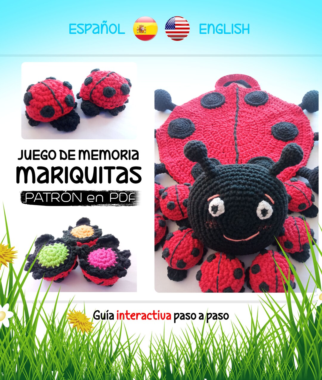 LADYBUGS Memory Game | Crochet Pattern (e-book - Tutorial) - English ...