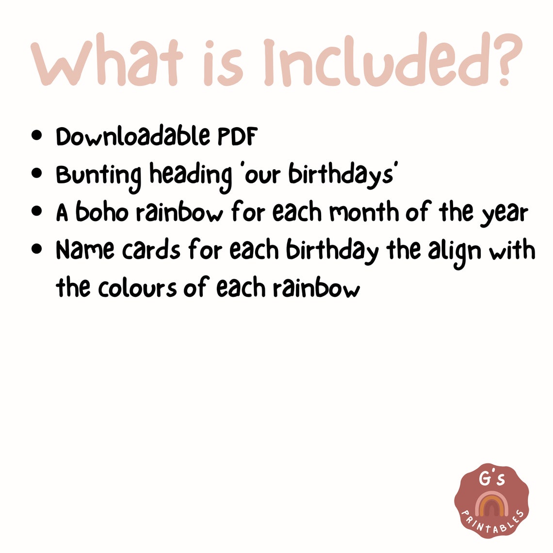 Boho Rainbow Birthday Chart | Classroom Display | Digital Resource - Etsy