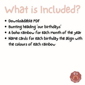 Boho Rainbow Birthday Chart | Classroom Display | Digital Resource - Etsy