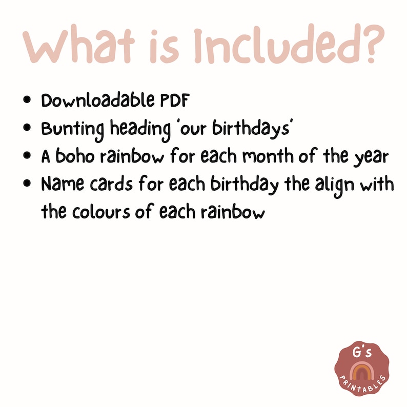 Boho Rainbow Birthday Chart | Classroom Display | Digital Resource - Etsy