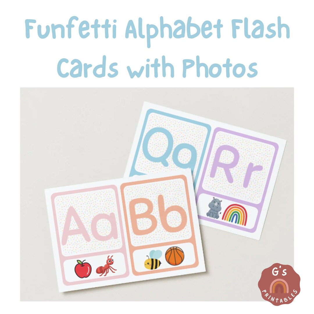 Funfetti Alphabet Flash Cards With Photos | Classroom Resource ...