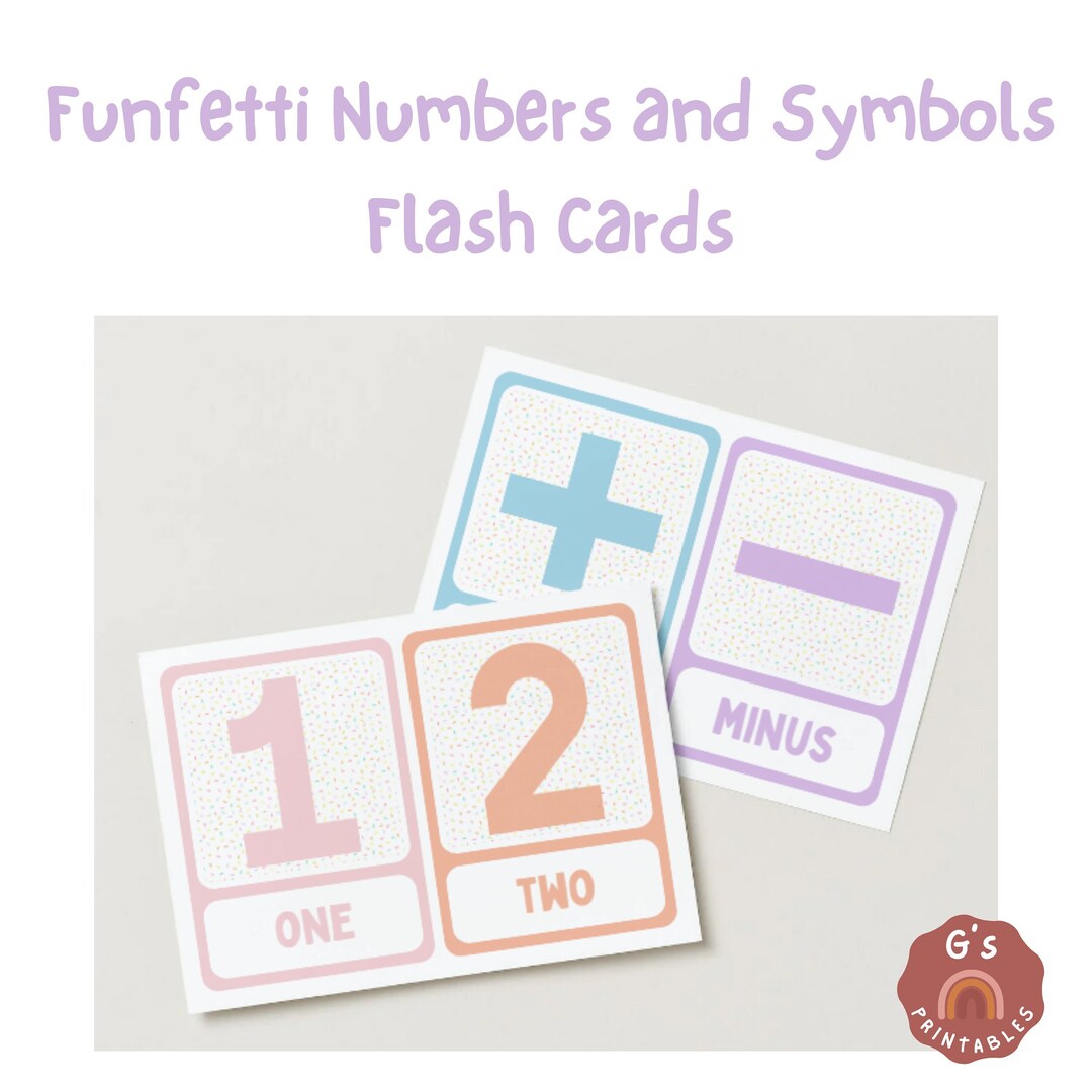 Funfetti Numbers 1-10 and Maths Symbols Flashcards | Educational ...