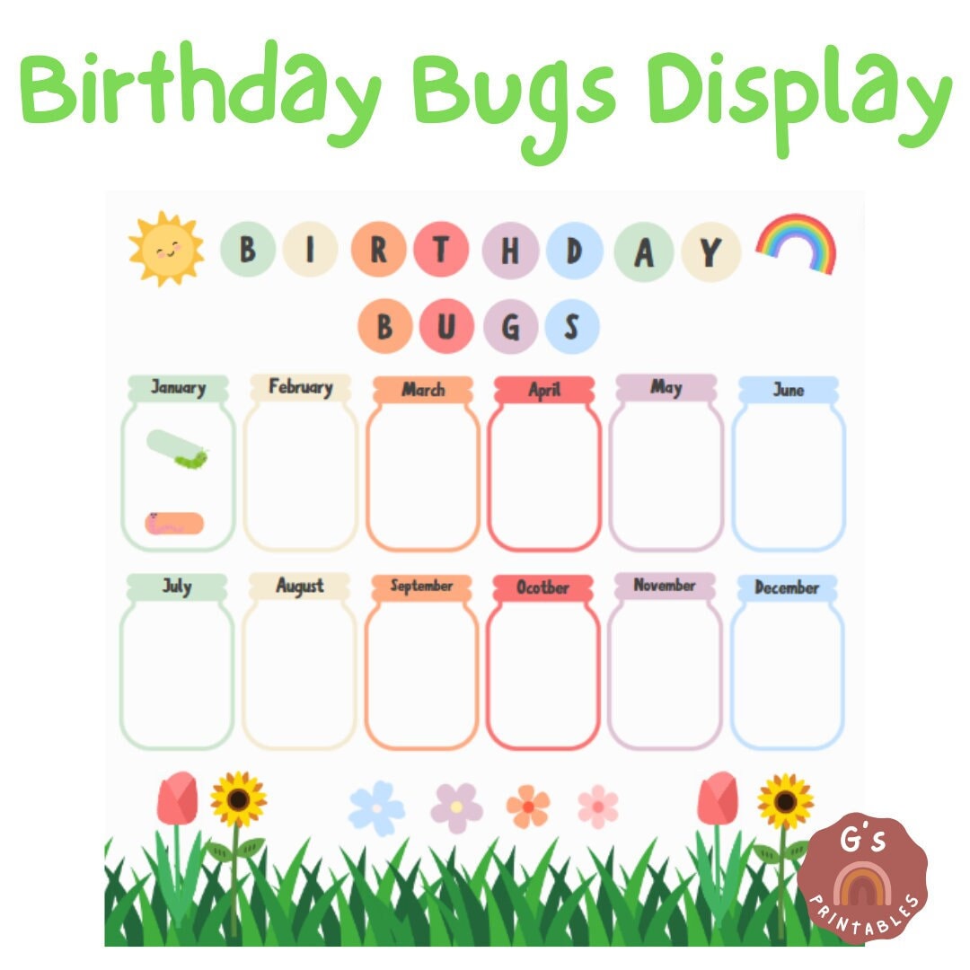 Birthday Bugs Display Chart | Classroom Display | Daycare Display - Etsy