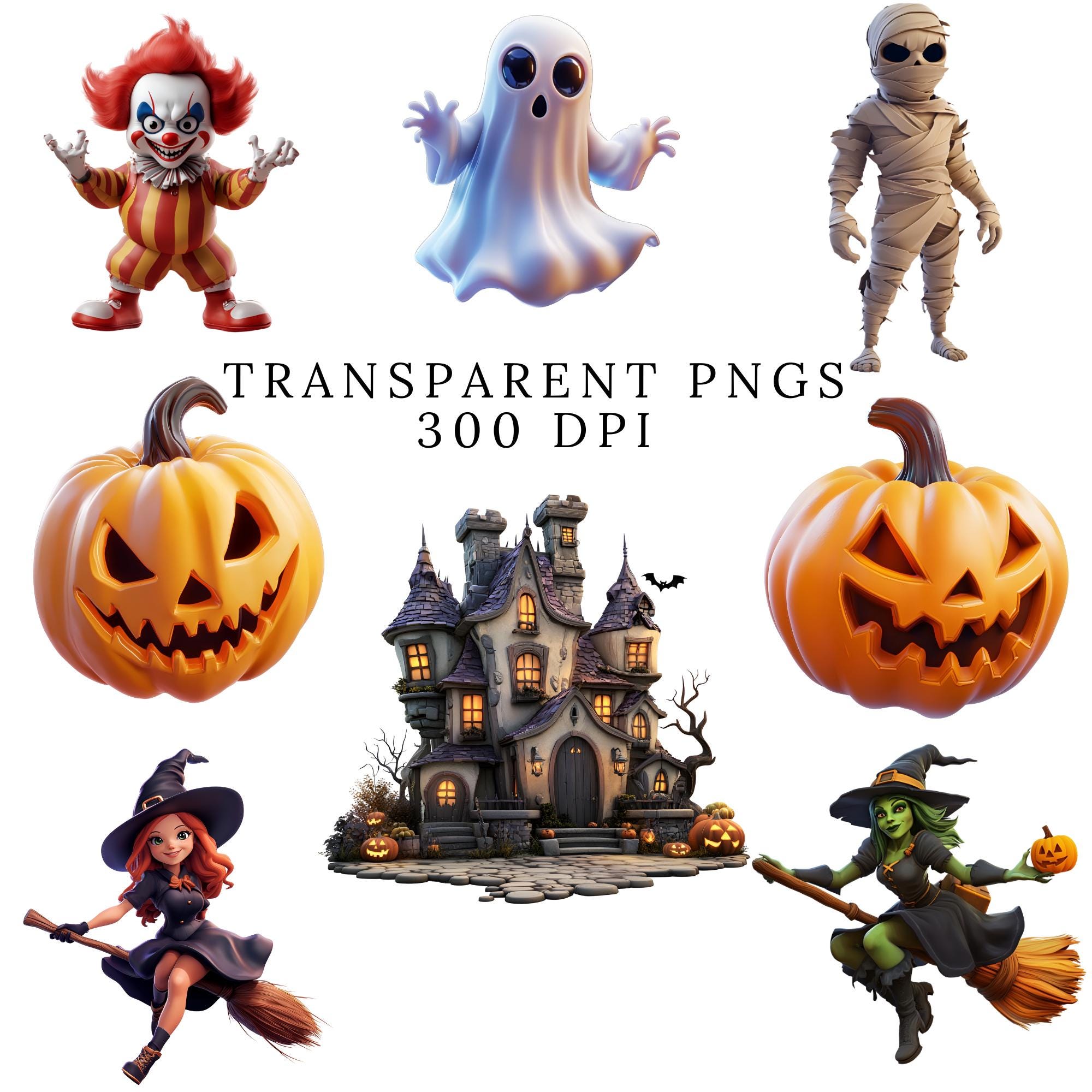 3D Halloween Clipart | Spooky PNG Images (instant Download) - Etsy