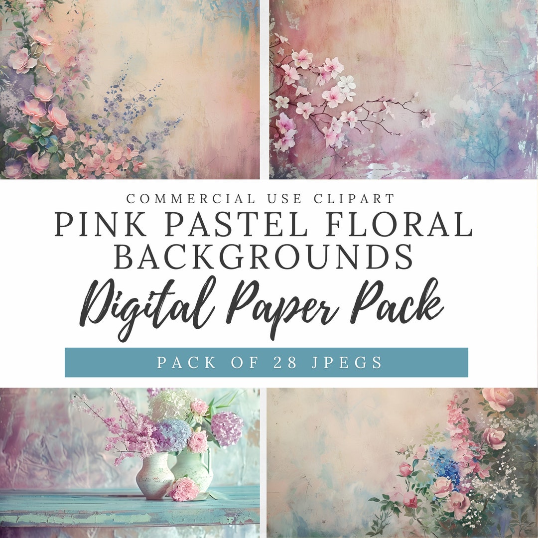 Pink Pastel Floral Digital Paper: Scrapbook Backgrounds (digital ...