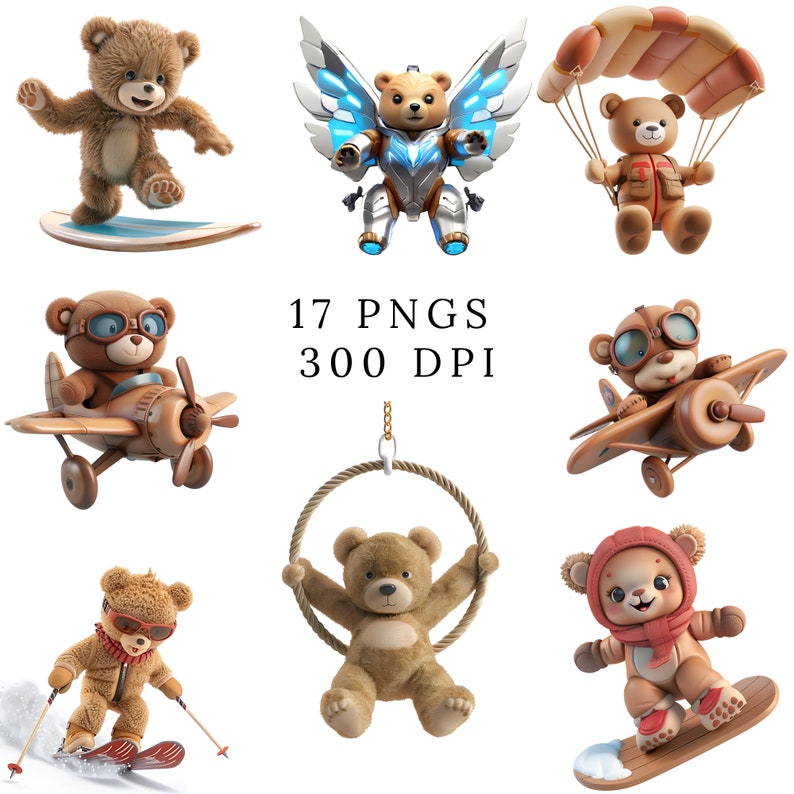 Adventure Bears: Flying Bears, Commercial Use, Transparent Pngs ...