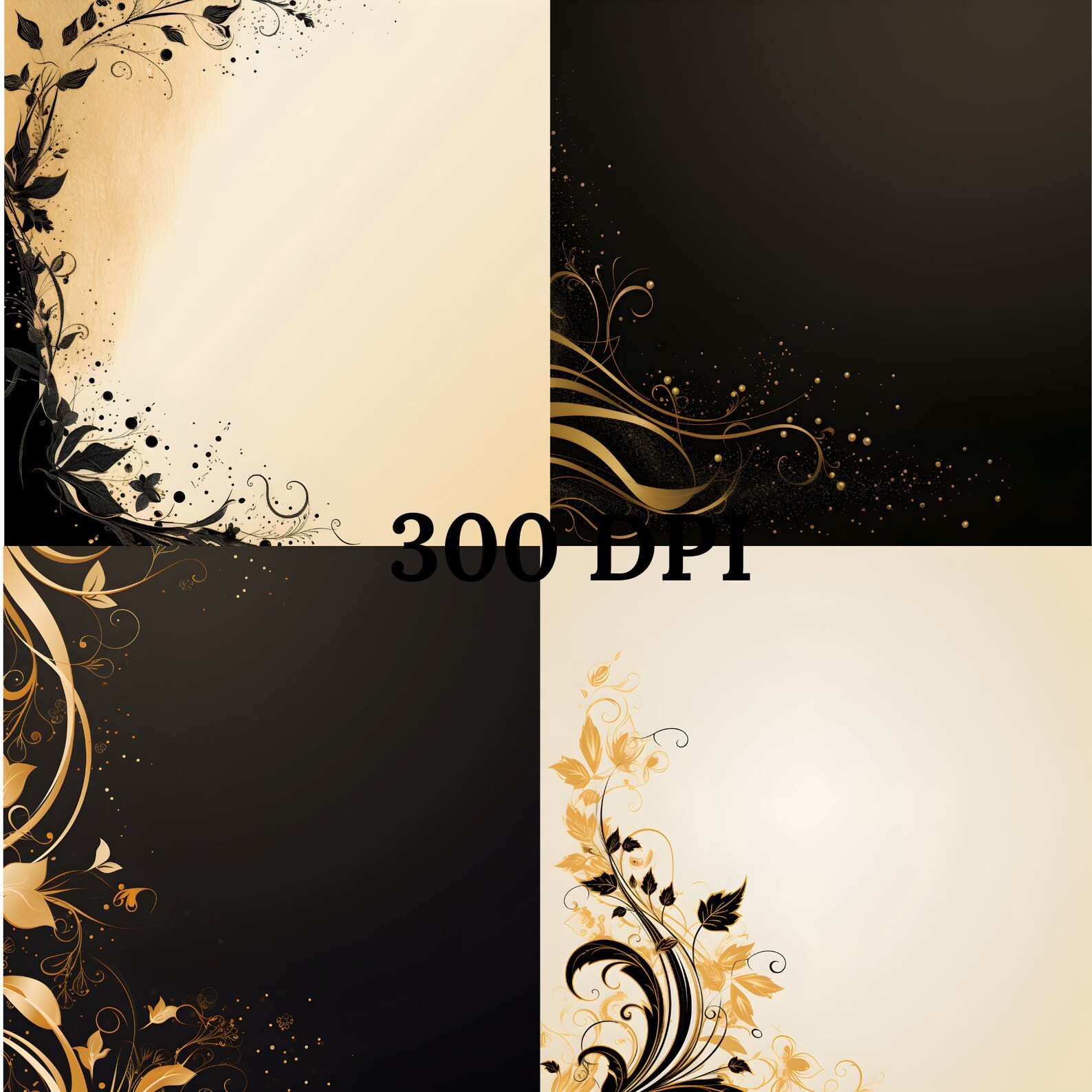 Gold & Black Digital Paper, Shimmer Backgrounds, Clipart, DYI ...