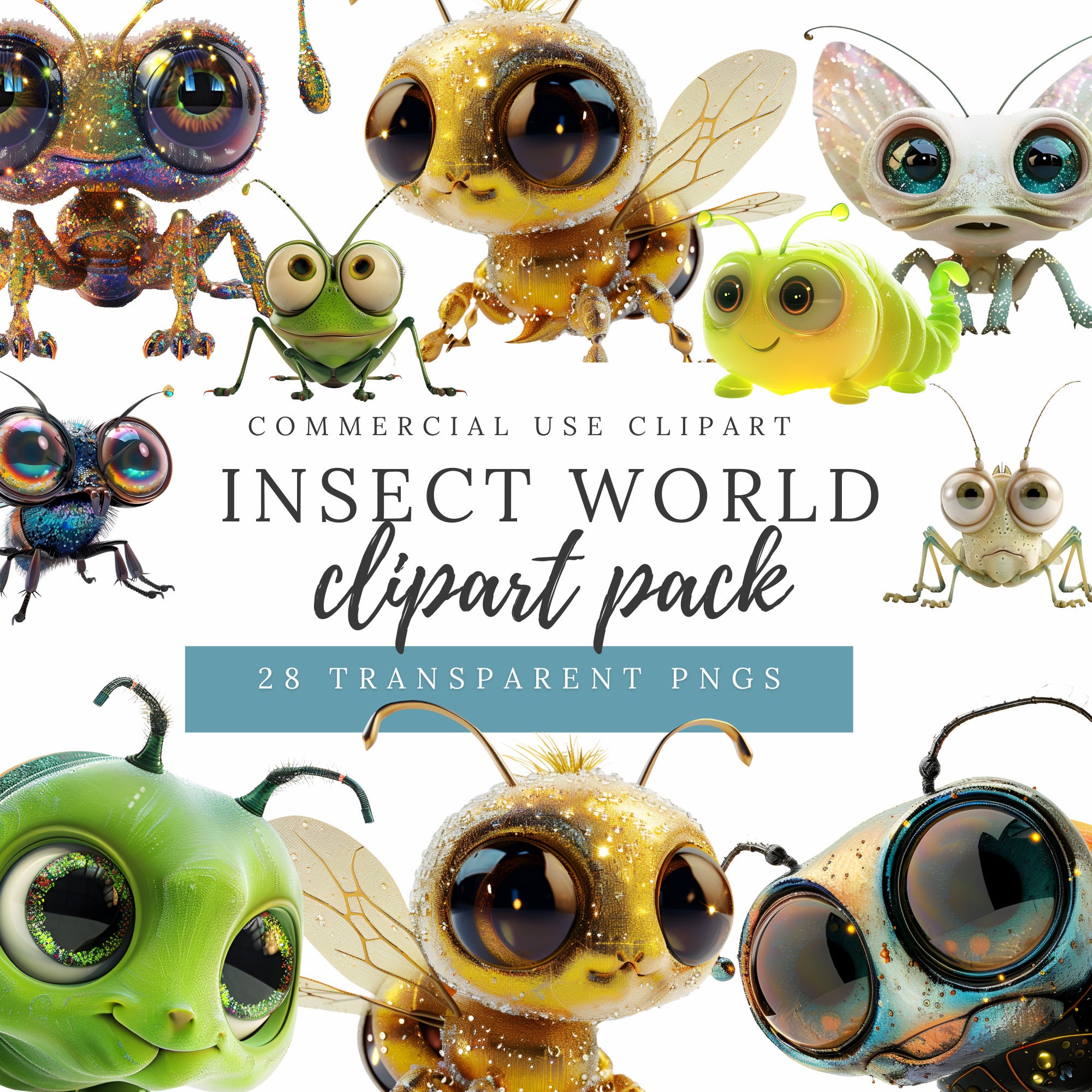 Insect Clipart: Cartoon Bug Graphics for Kids (digital Download) - Etsy