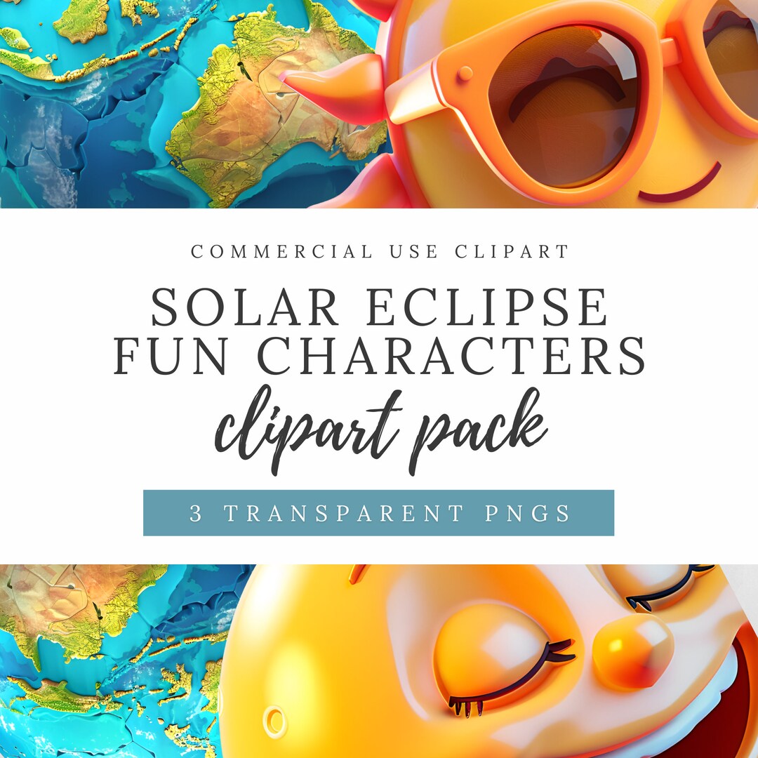 Solar Eclipse PNG Clipart, 3D Fun Eclipse, Sun & Moon, Celestial Clipart, DIY Composition, New ...
