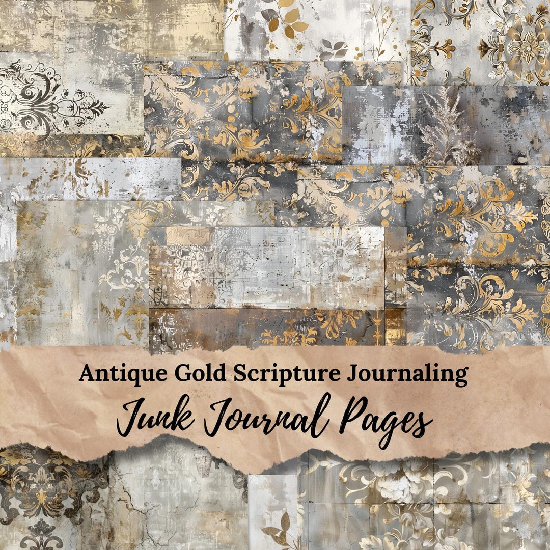 Antique Gold Scripture Junk Journal Papers: Faith-inspired Digital ...