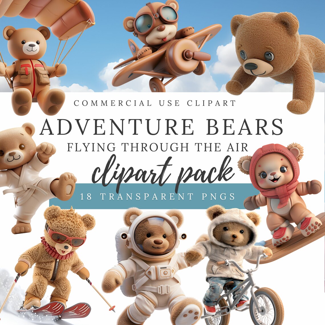 Adventure Bears: Flying Bears, Commercial Use, Transparent Pngs ...