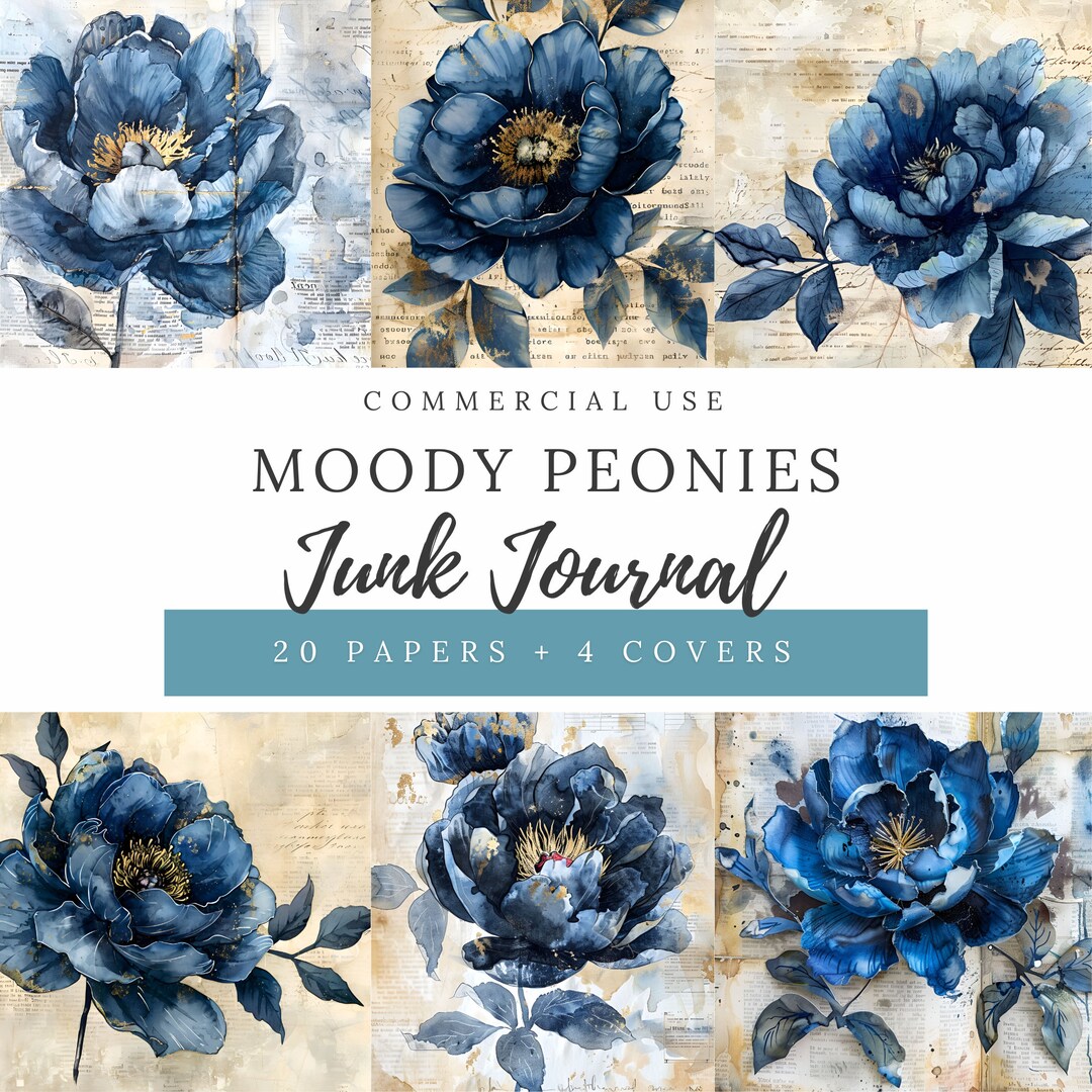 Moody Peonies Junk Journal: Vintage Papers and Covers (digital Download ...