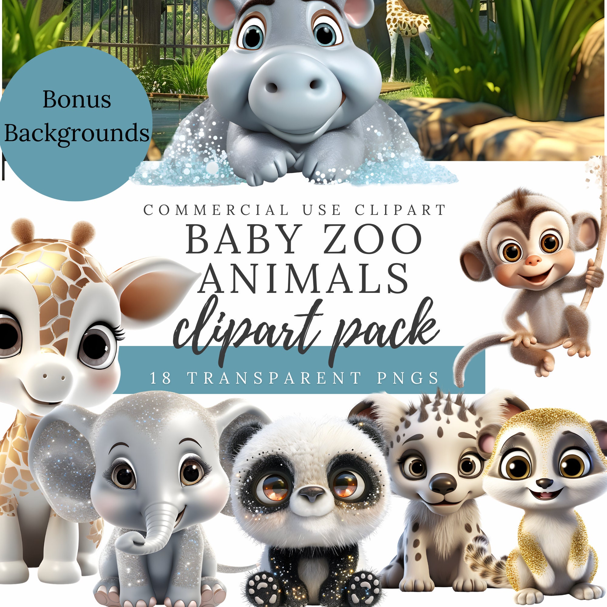 Baby Zoo Animals Clipart, Safari, Transparent Pngs, Nursery Clipart ...