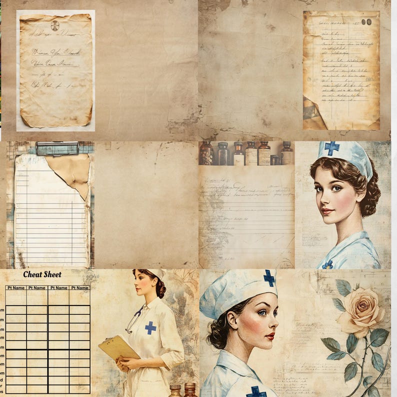 A Nurse's Life Vintage Junk Journal Pages – 20 Nursing-themed Printable ...