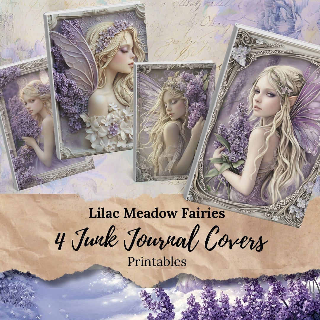 Lilac Meadow Fairies Junk Journal Covers: Fantasy Printable Pack ...