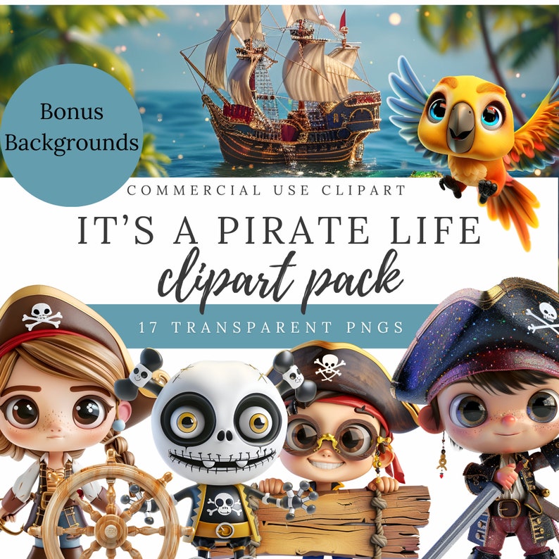 Pirate Clipart- Pirates Clipart, Eyepatch, Pirate Ship, Treasure Chest ...