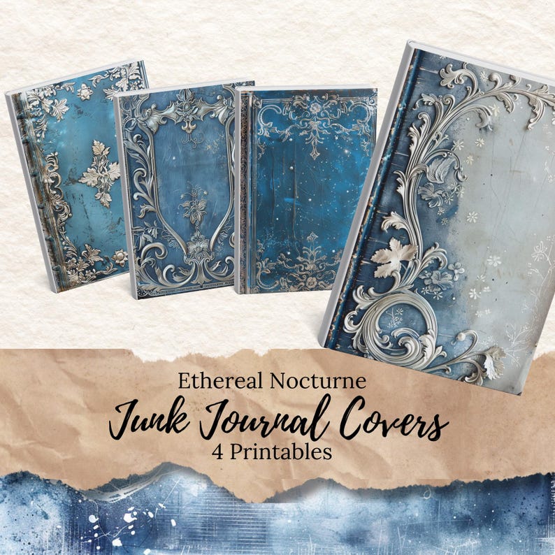 Ethereal Nocturne Junk Journal Covers - Winter Celestial Printable Dual ...