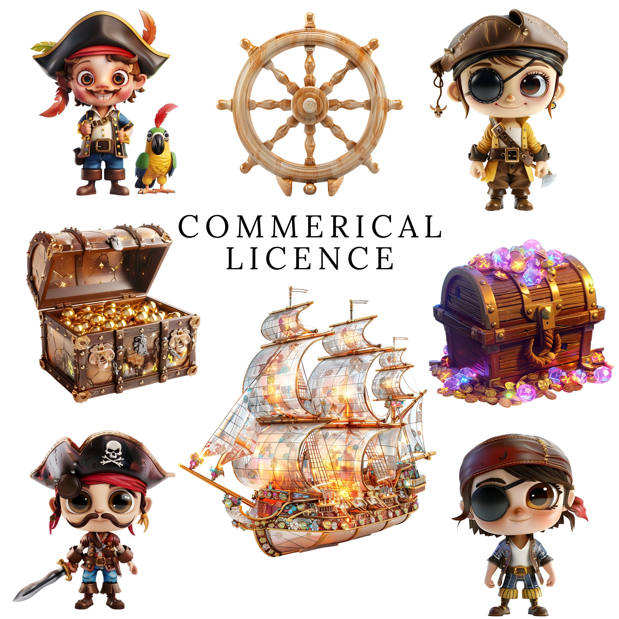Pirate Clipart- Pirates Clipart, Eyepatch, Pirate Ship, Treasure Chest ...