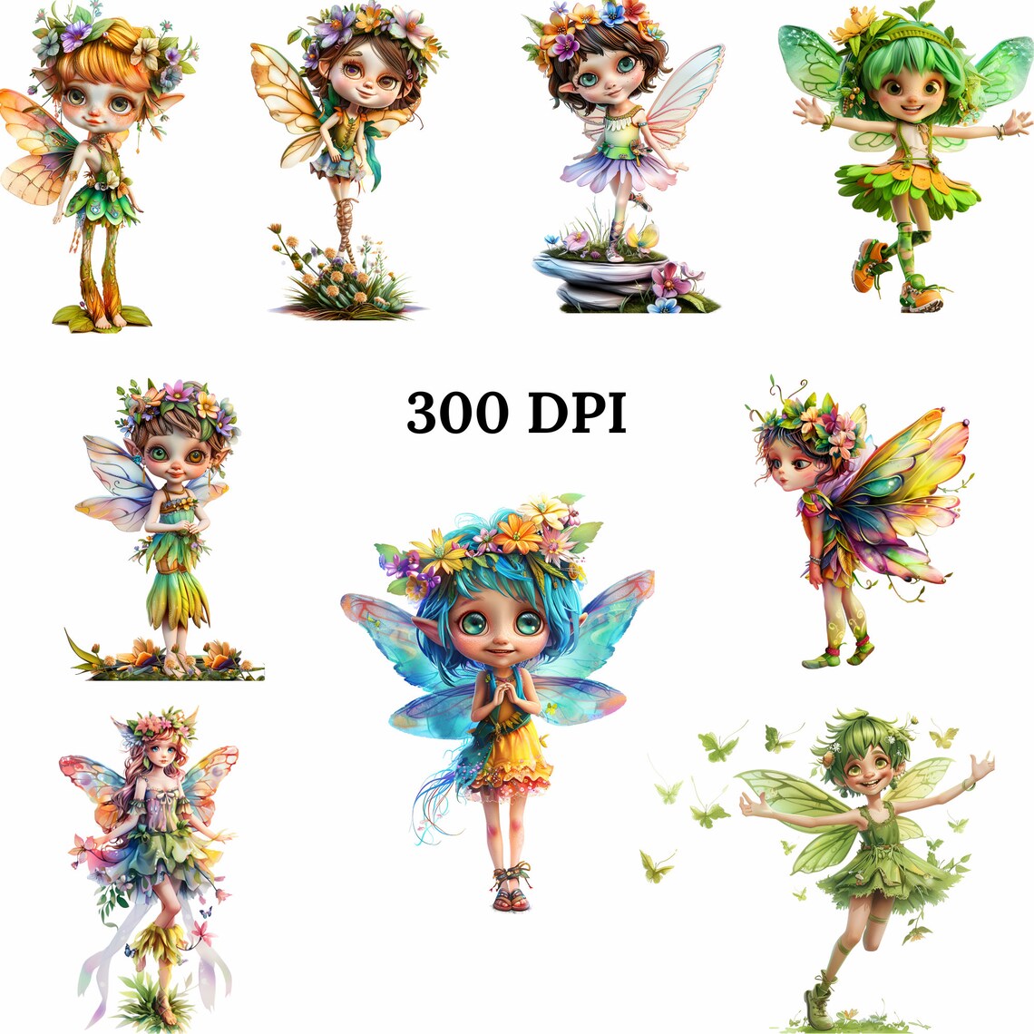 GARDEN PIXIES Clipart Pack: Enchanting Pretty Pixies Whimsical Digital ...