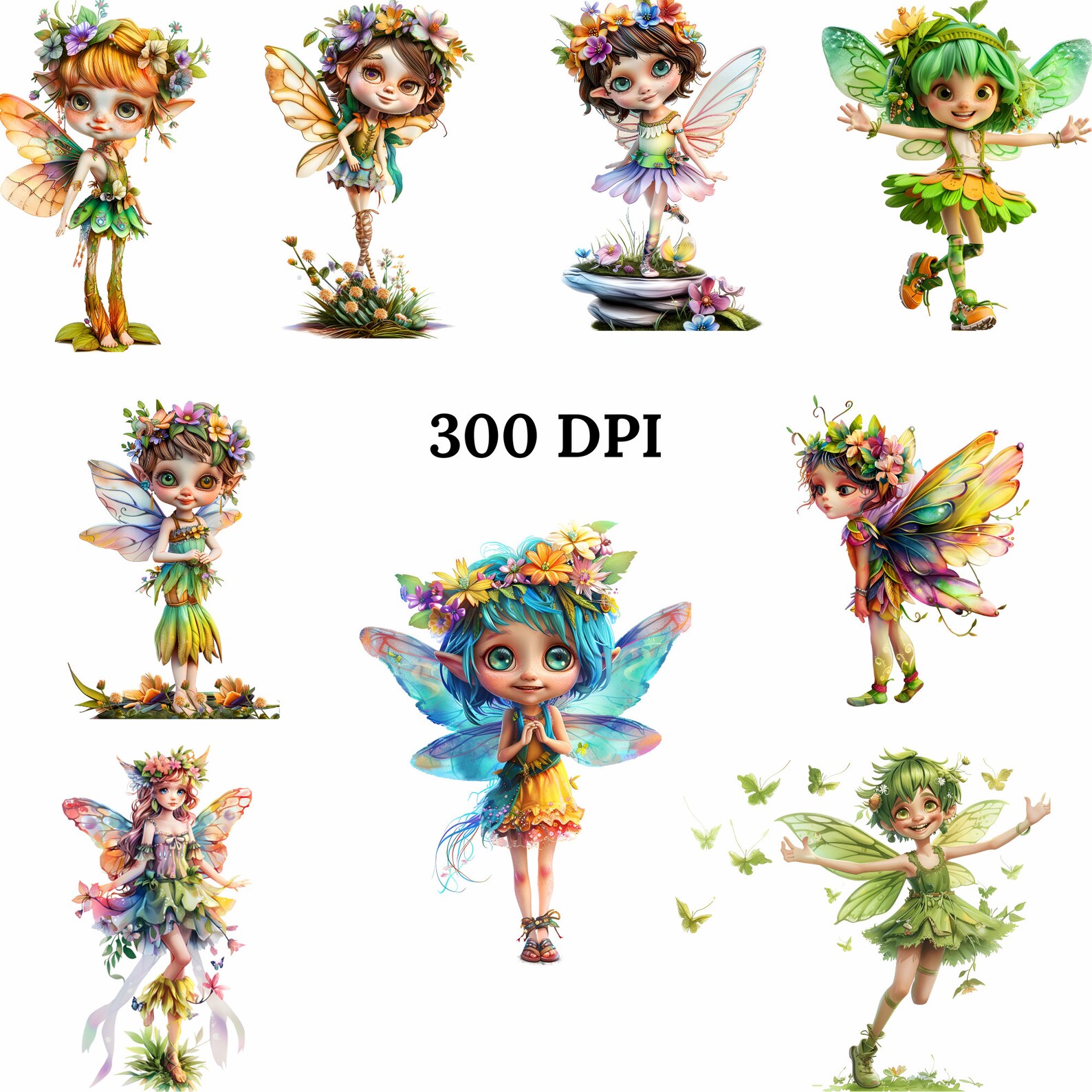 GARDEN PIXIES Clipart Pack: Enchanting Pretty Pixies Whimsical Digital ...