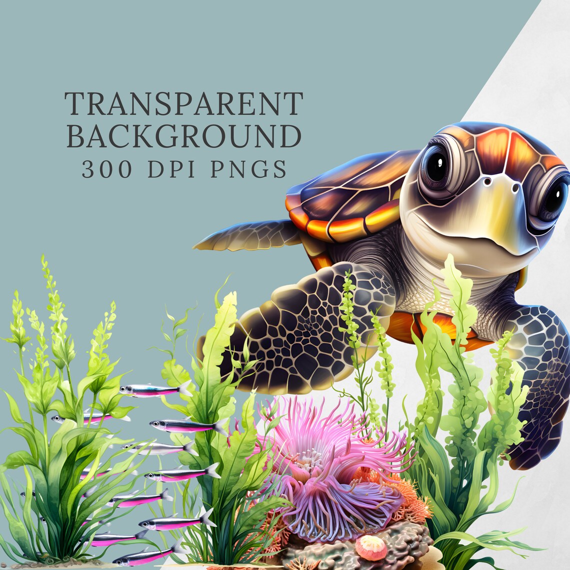 Sea Turtle Clipart Pack, Ocean Animals Png, Sea Creature Clip Art ...