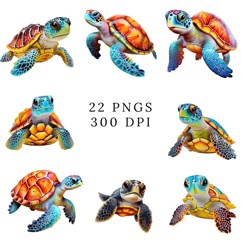 Sea Turtle Clipart Pack, Ocean Animals Png, Sea Creature Clip Art ...