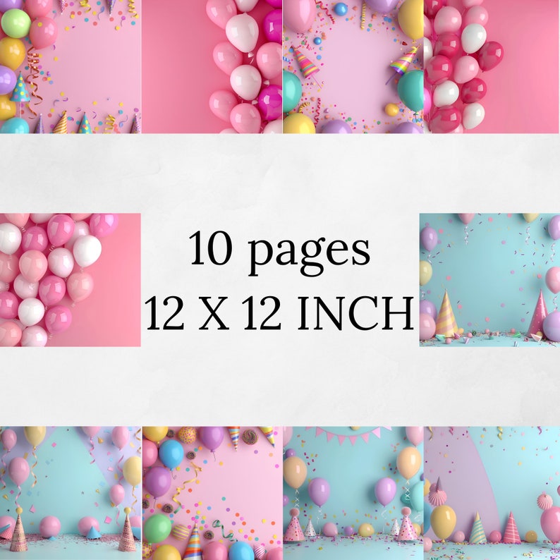 BALLOON BACKGROUNDS Digital Paper Pack: Colorful Backgrounds for ...