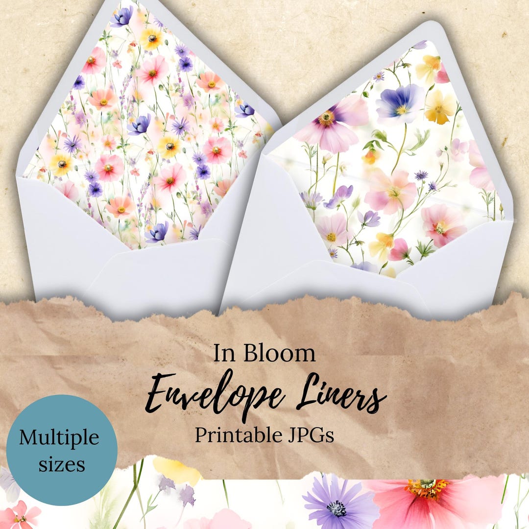 In Bloom Envelope Liners | Printable Floral Inserts for Junk Journals ...