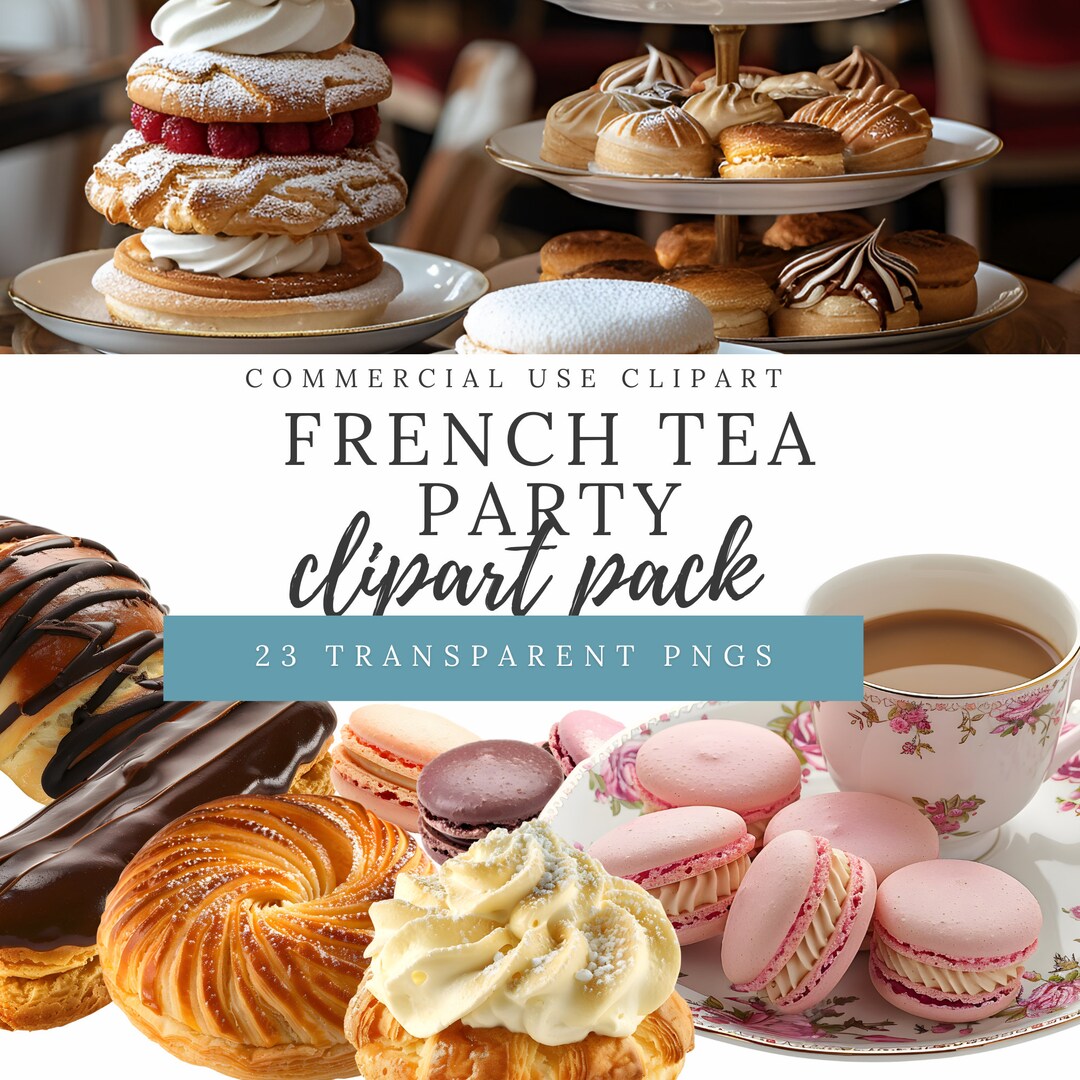 French Tea Party Clipart, Commercial Use, Transparent Pngs, Croissants ...