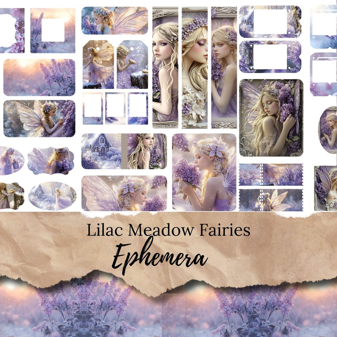 Lilac Meadow Fairies Junk Journal Ephemera: Fantasy Digital, Printable ...