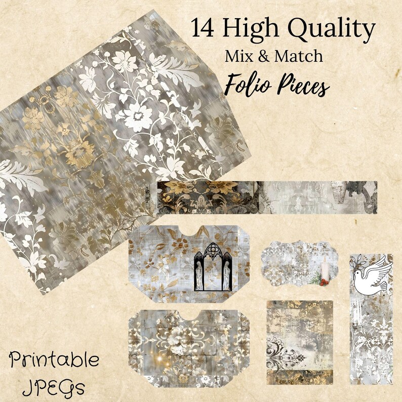 Antique Gold Scripture Journaling Folio Pockets: Faith Inspired Digital ...