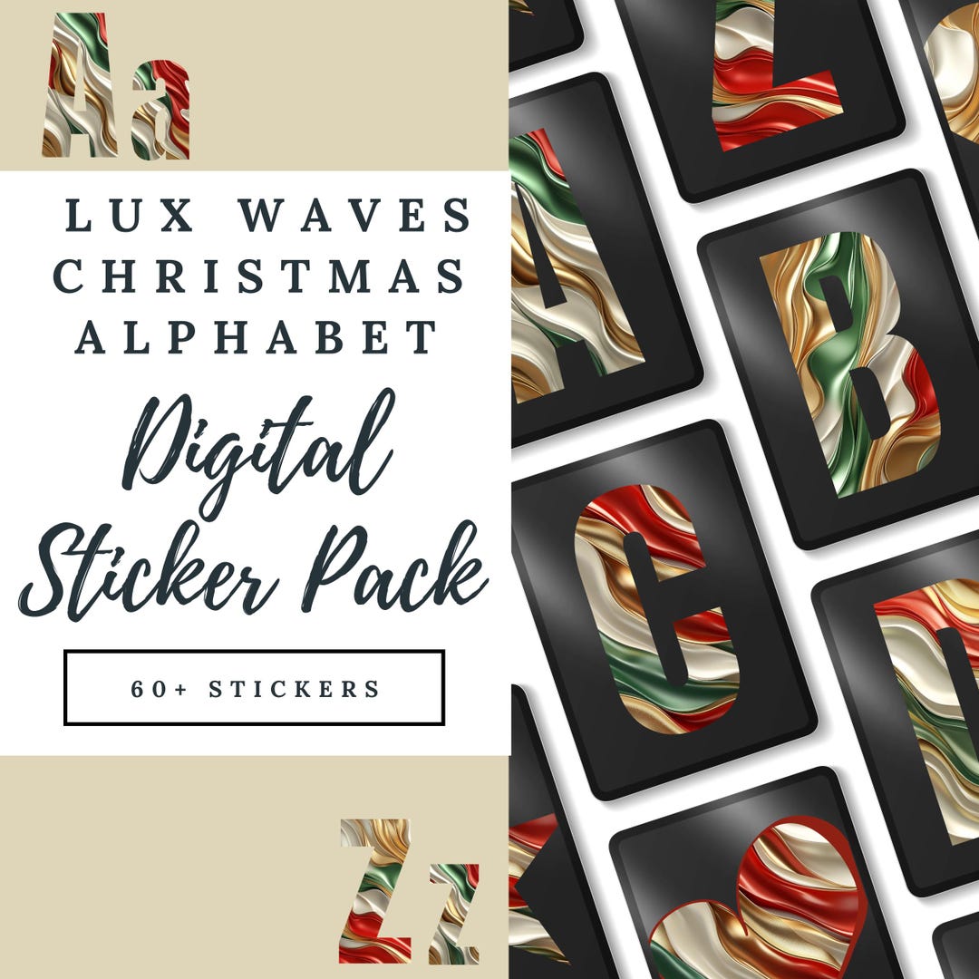 Luxurious Waves Alphabet Stickers | 66 Digital Decorative Letters | Red ...