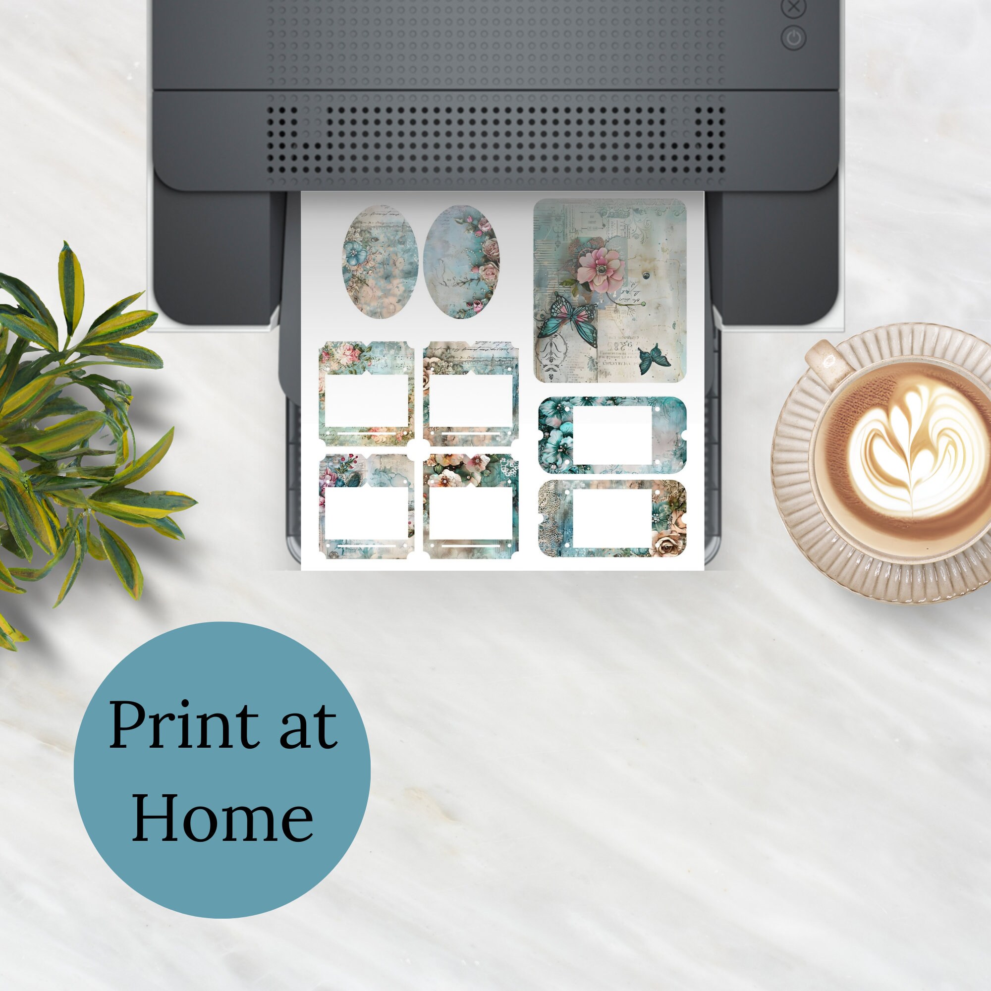 TURQUOISE SILVER FLOWER Backgrounds Digital Paper Pack: Colorful ...