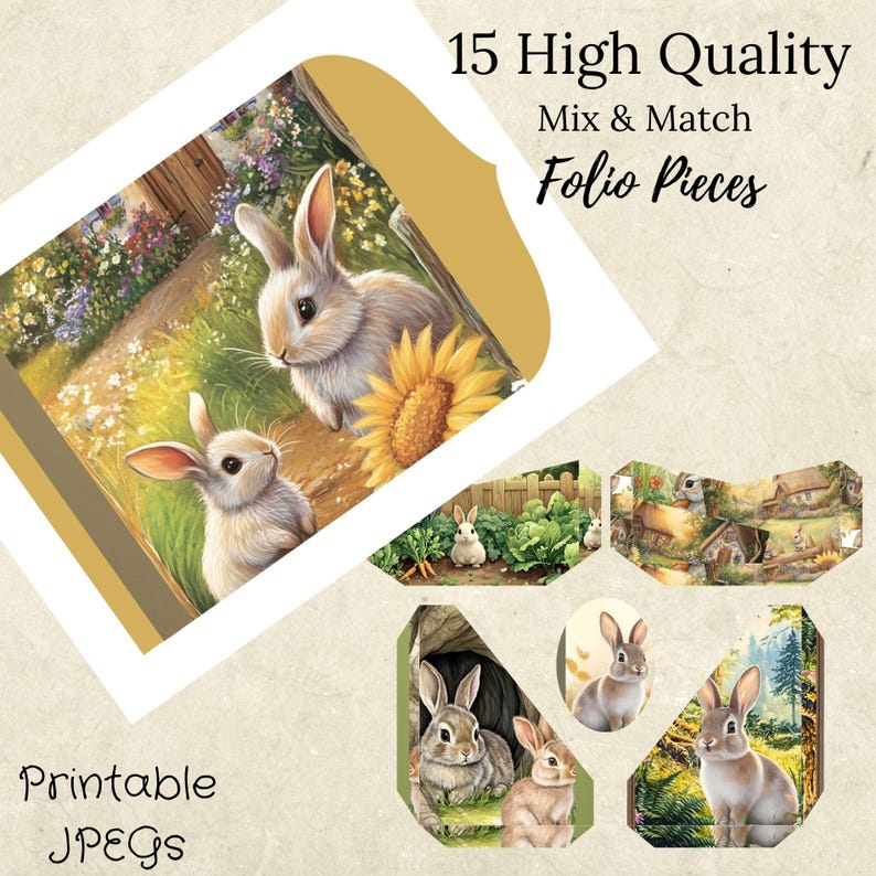 Rabbits on the Farm Junk Journal Folios and Pockets Pack: Printable ...