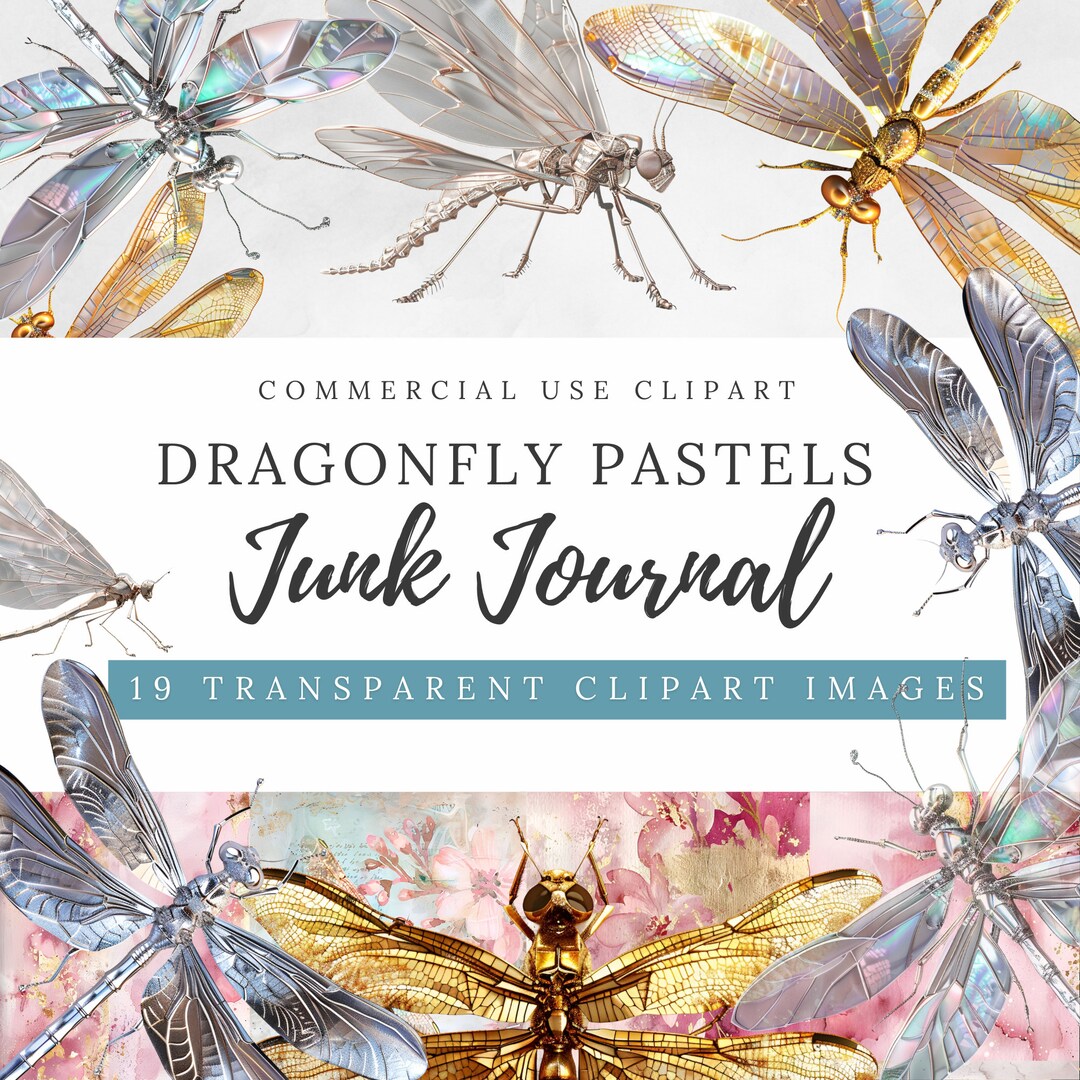 DRAGONFLY PASTELS Junk Journal Clipart: Illustrations for Junk Journals ...