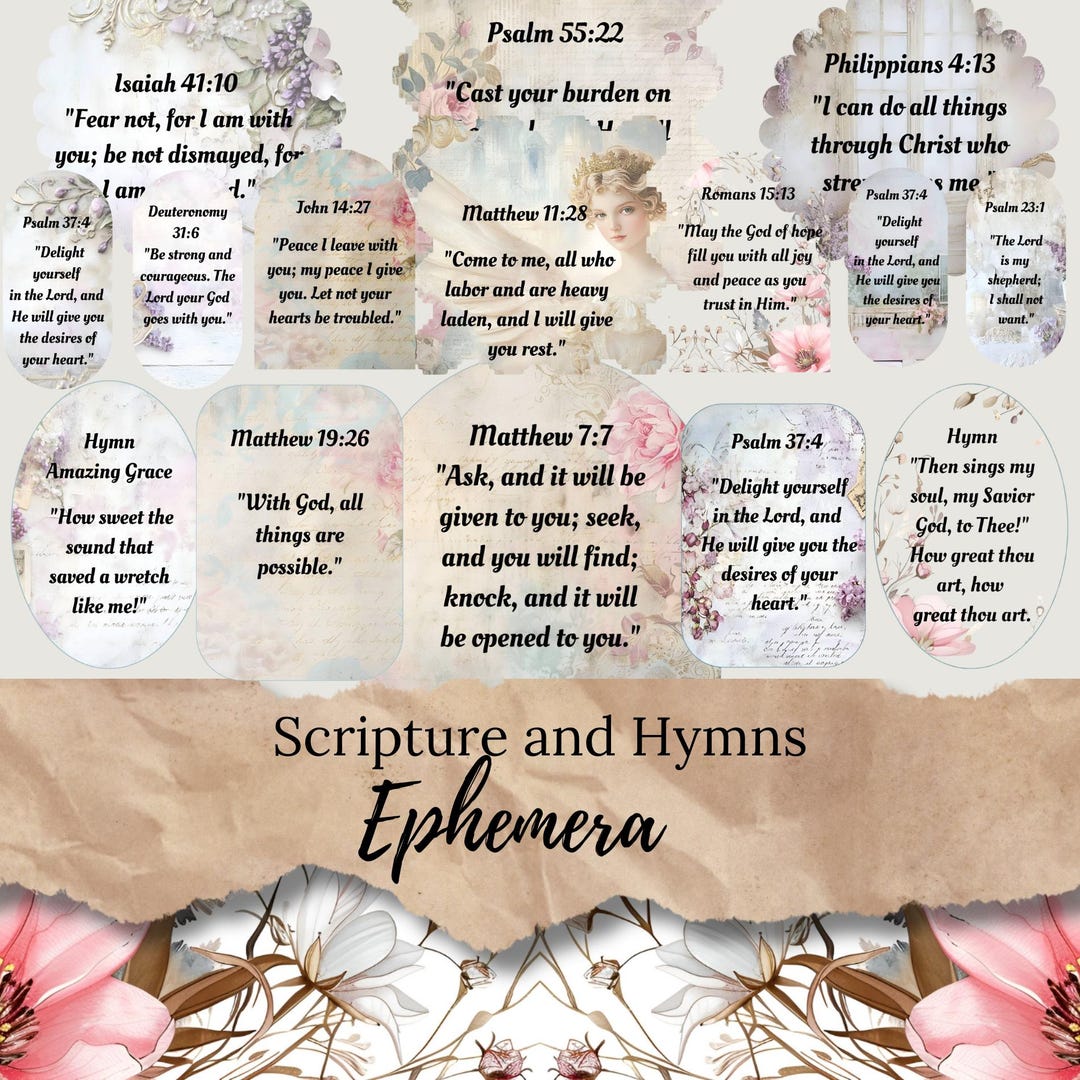 Scripture & Hymns Ephemera: Vintage Faith Printables to Enhance Your ...