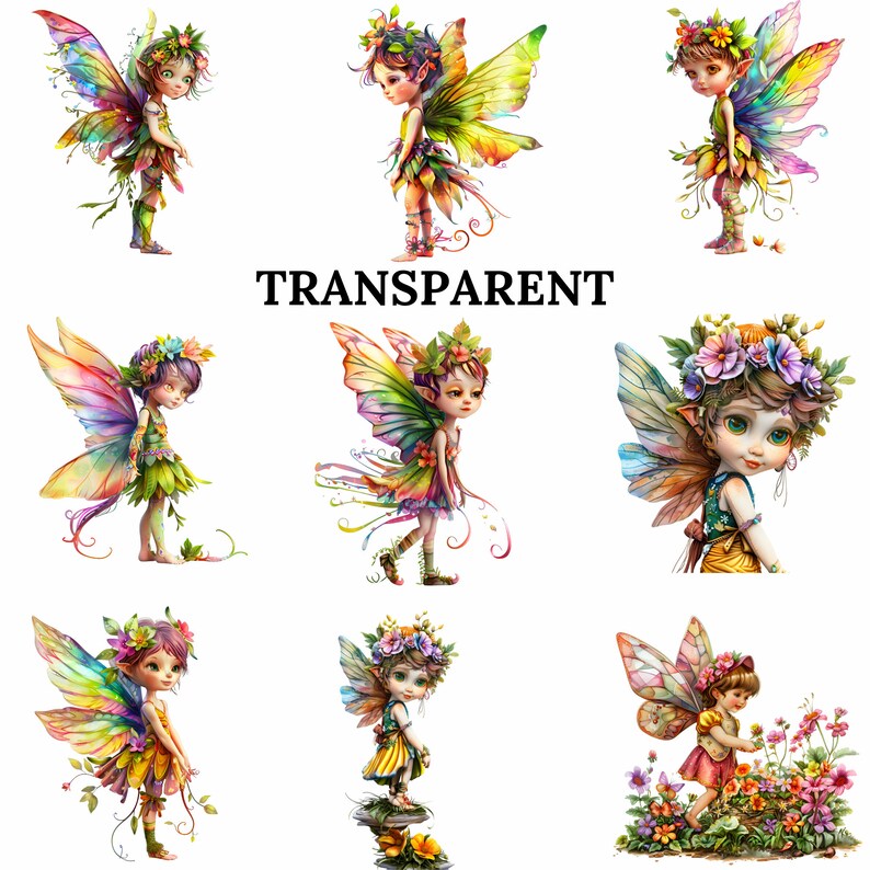 GARDEN PIXIES Clipart Pack: Enchanting Pretty Pixies Whimsical Digital ...