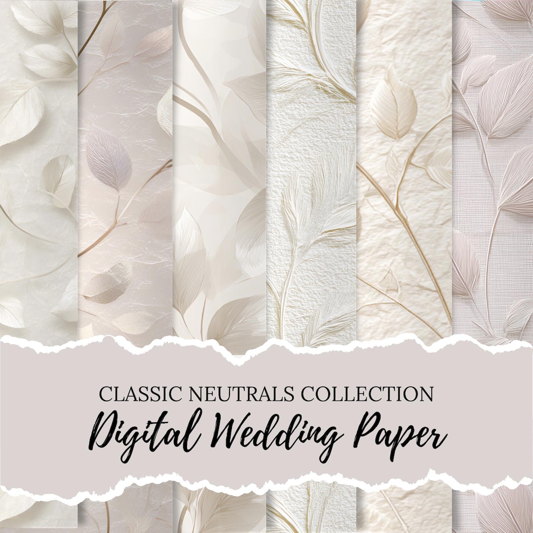 Classic Neutrals Digital Wedding Paper | Ivory & Beige Digital Paper ...