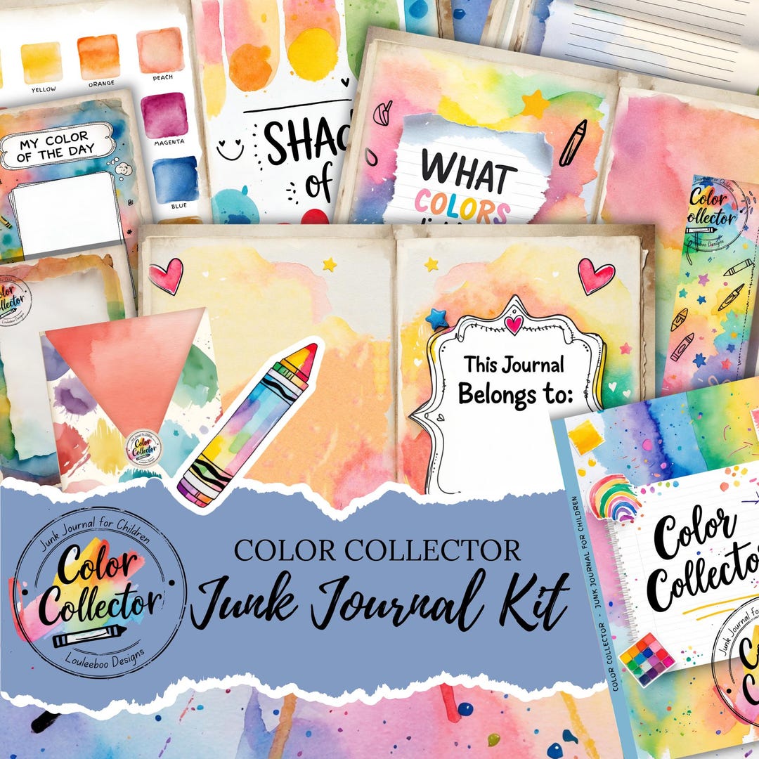 Kids Color Collector Junk Journal Kit: Rainbow Art, Printable Ephemera ...
