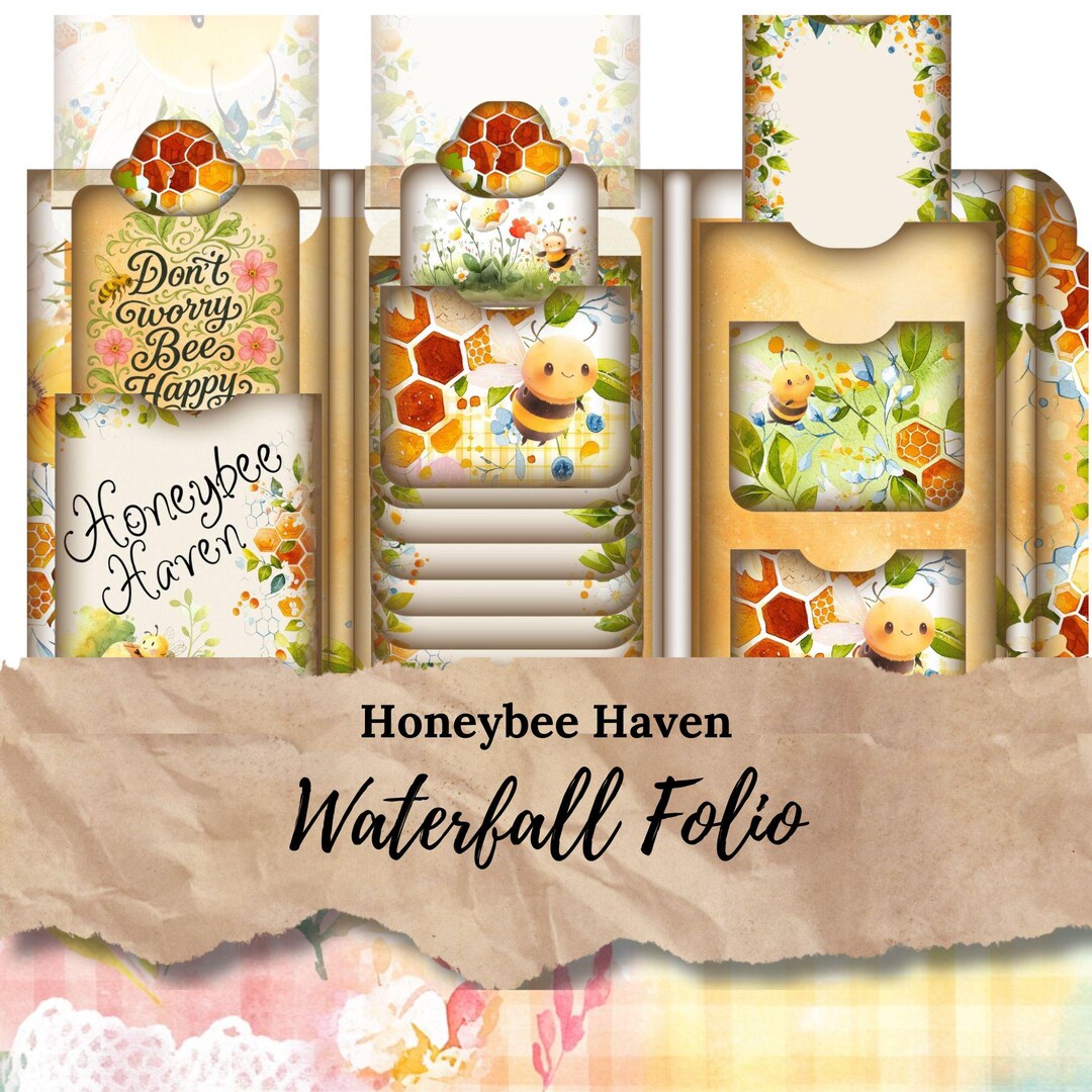 Honeybee Haven Waterfall Folio | Printable Bee Junk Journal Kit ...