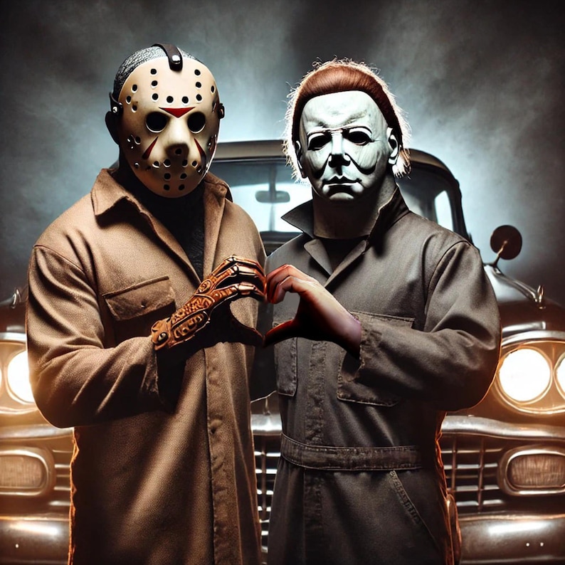 Vintage Jason and Michael Halloween Heart Hands Png, Michael Myers ...