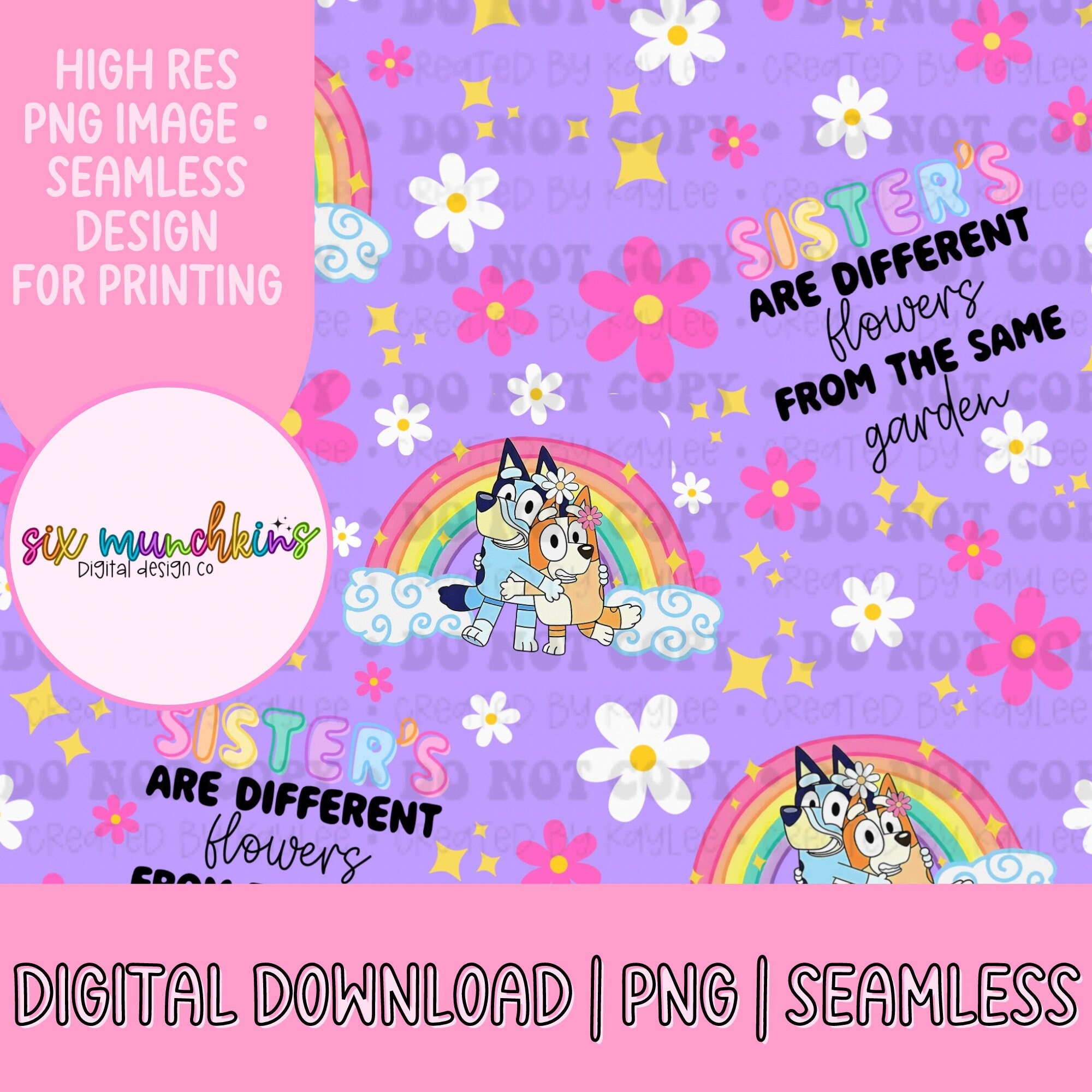 Heeler Sisters Bingo Bluey Seamless PNG - Etsy