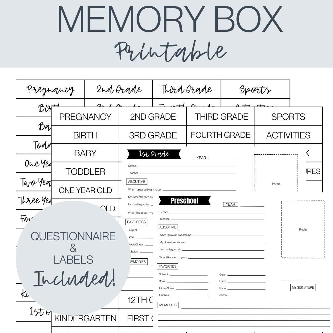 Memory Box Questionnaire - Etsy