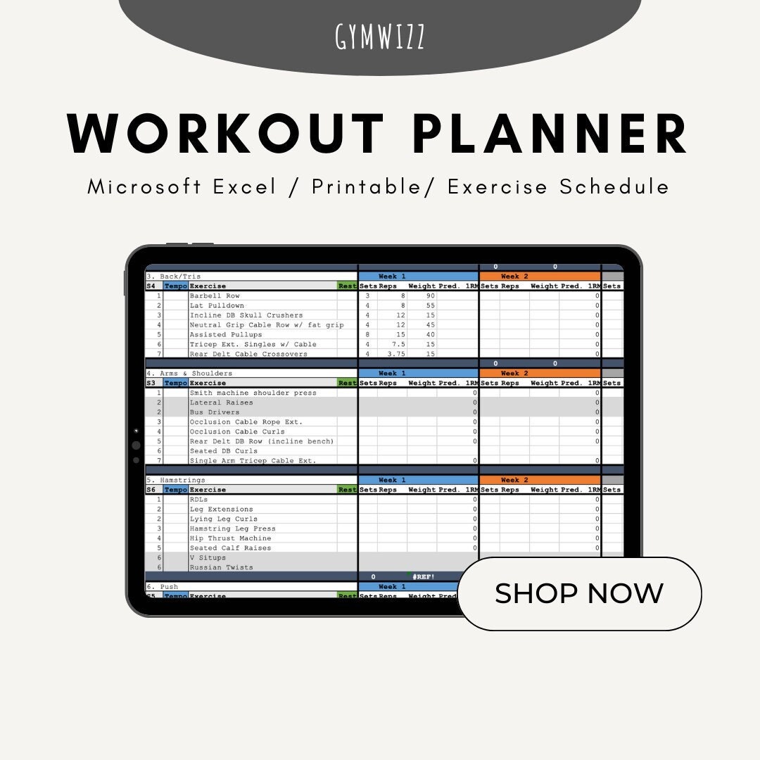 Exercise and Fitness Tracker Spreadsheet - Etsy