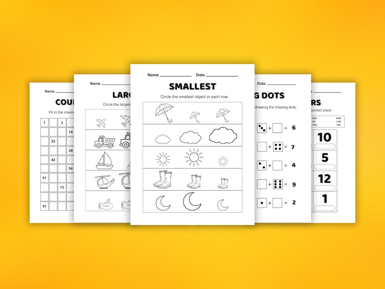 Math Activity Worksheets for Kindergarten and Preschool Black and White ...
