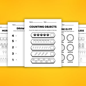 Math Activity Worksheets for Kindergarten and Preschool Black and White ...